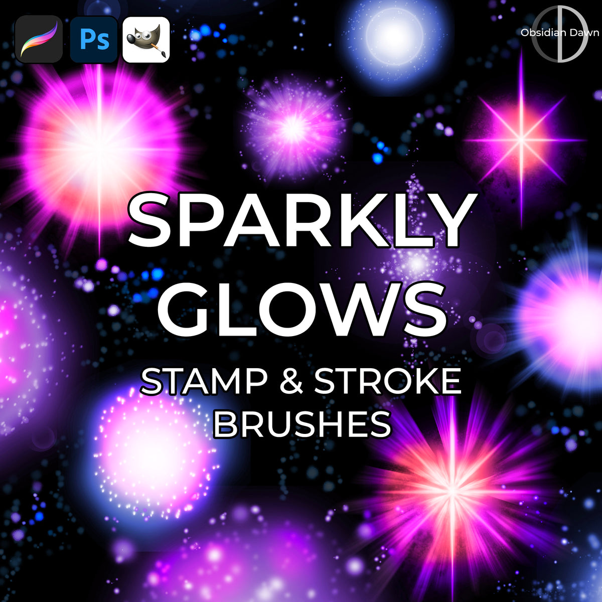 Sparkly Glows Brushes - Photoshop, Procreate, GIMP — Obsidian Dawn