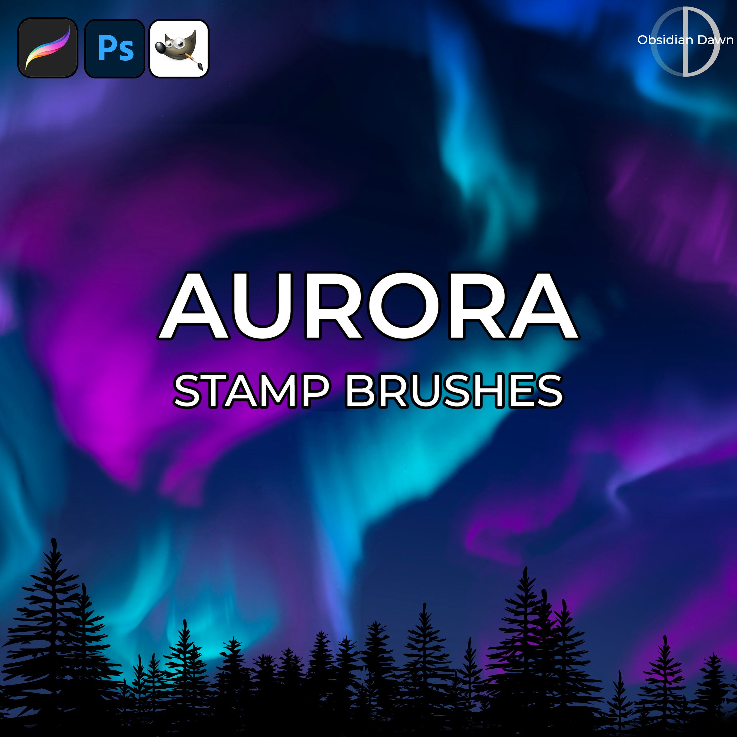 Aurora Borealis Brushes – Photoshop, Procreate, GIMP — Obsidian Dawn