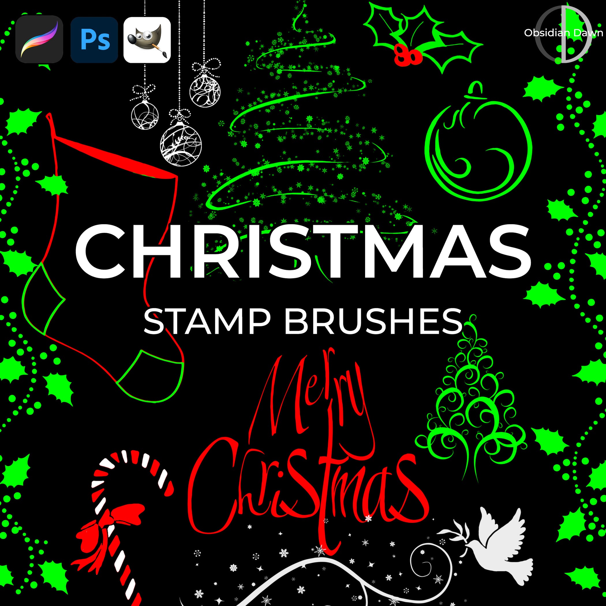 Christmas Brushes - Photoshop, Procreate, GIMP — Obsidian Dawn
