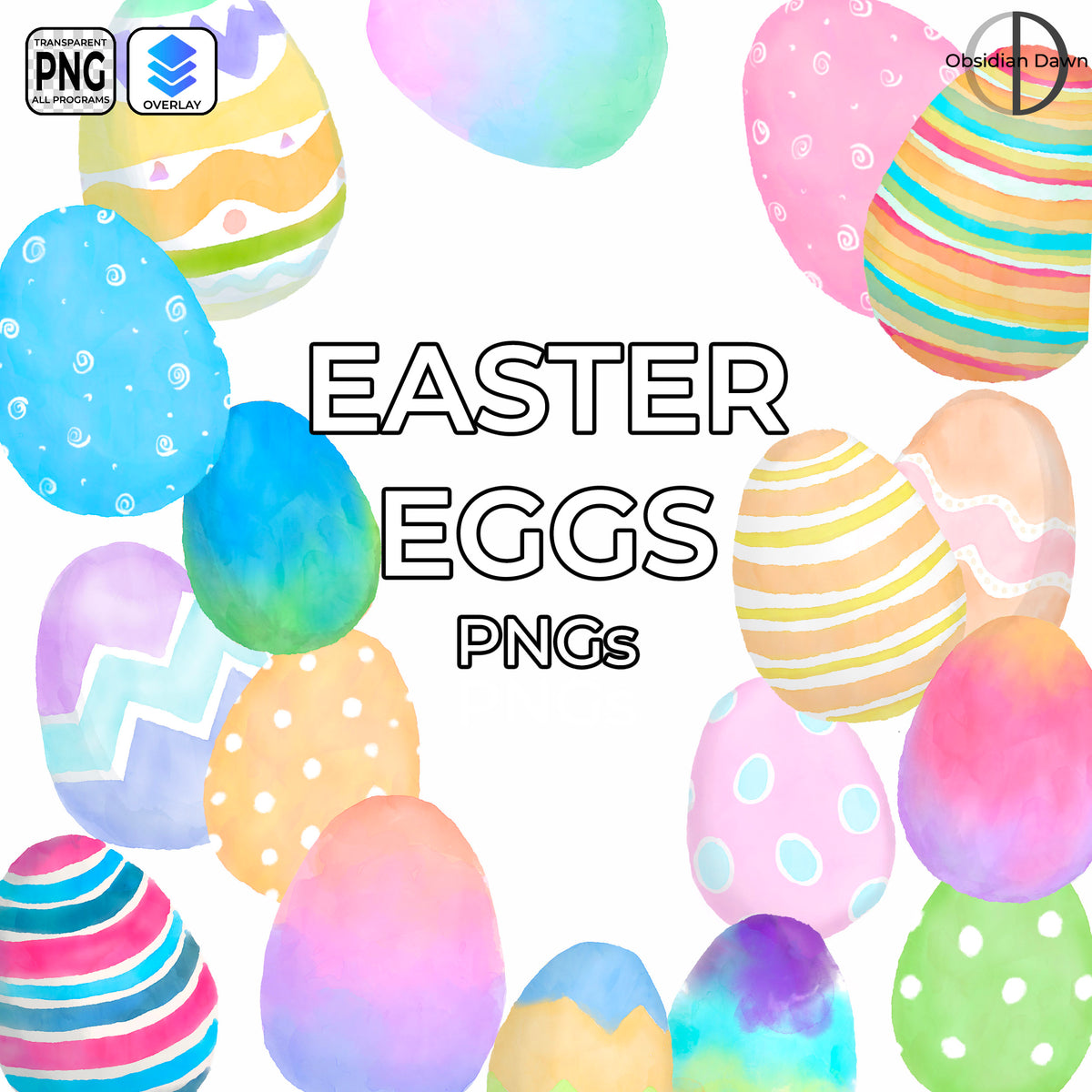 Watercolor Easter Eggs PNGs — Obsidian Dawn