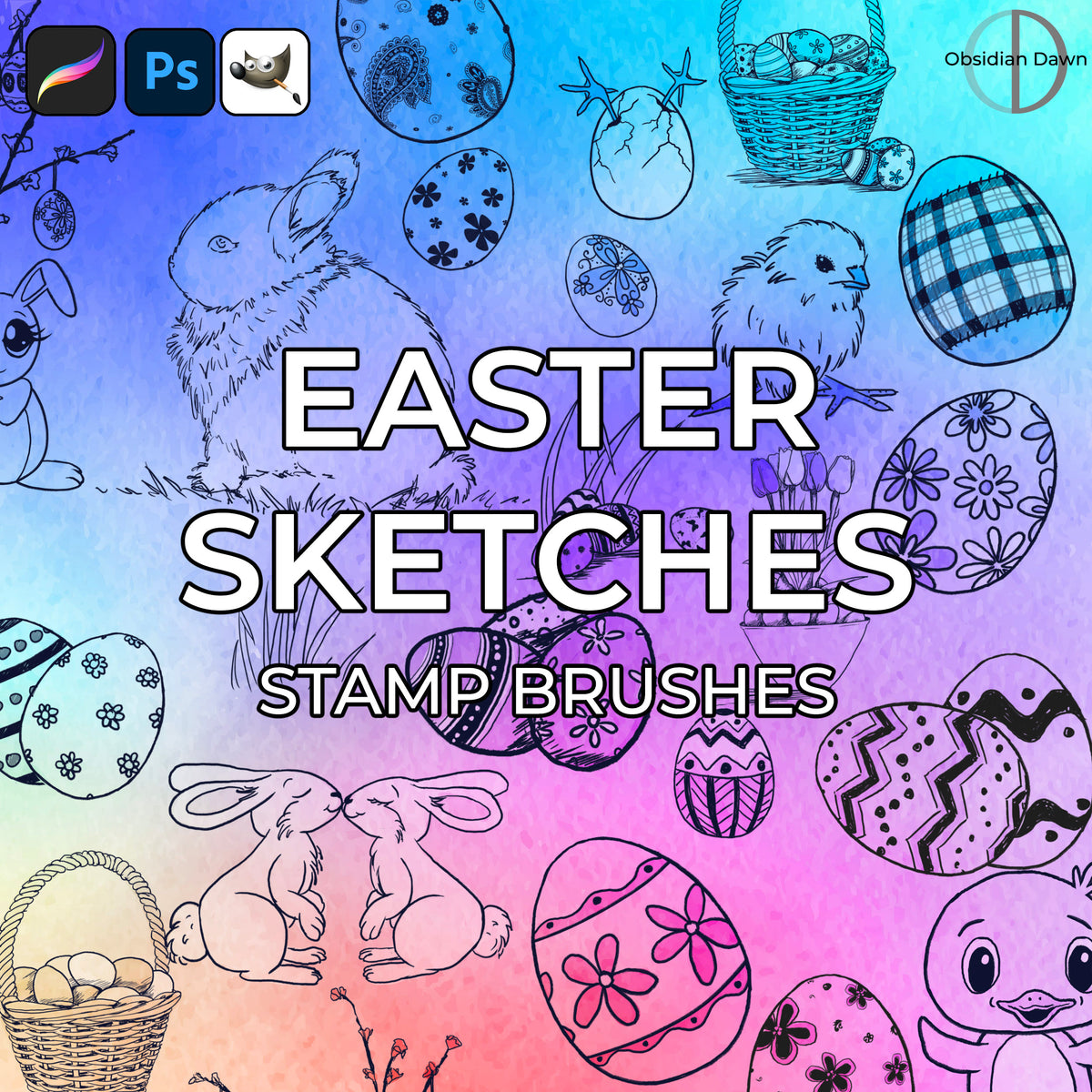 Easter Sketches Brushes – Photoshop, Procreate, GIMP — Obsidian Dawn