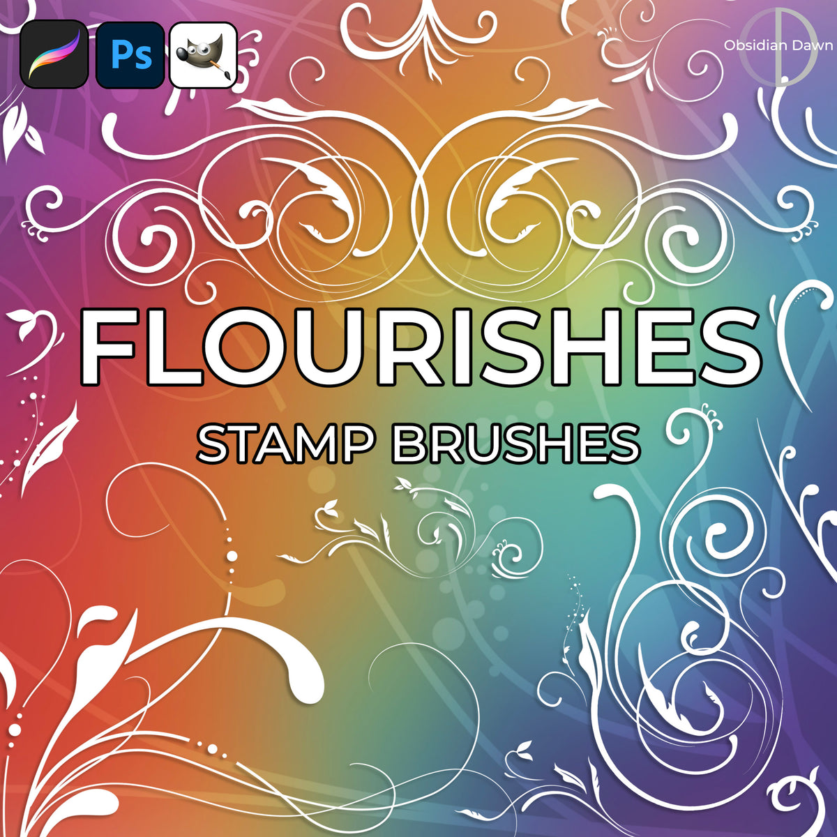 Flourishes Brushes - Photoshop, Procreate, GIMP — Obsidian Dawn