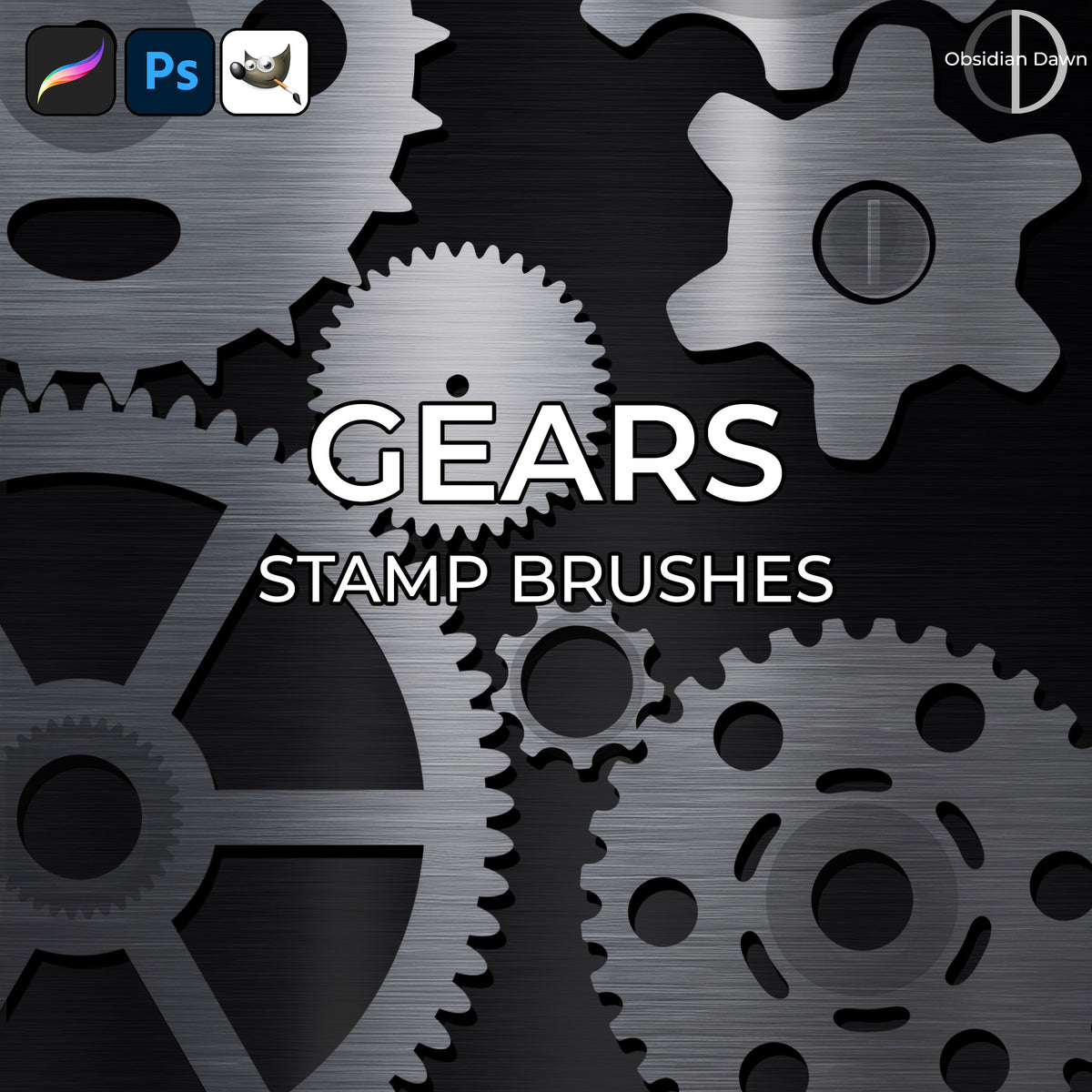 Gears Brushes - Photoshop, Procreate, GIMP — Obsidian Dawn