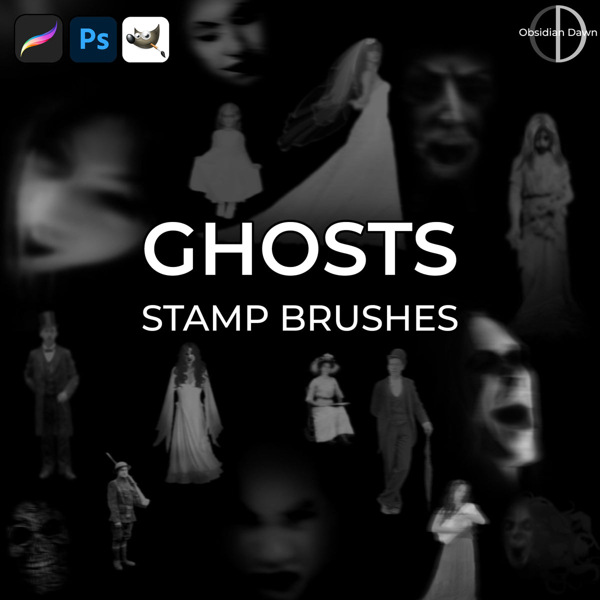 Ghosts Brushes - Photoshop, Procreate, GIMP — Obsidian Dawn