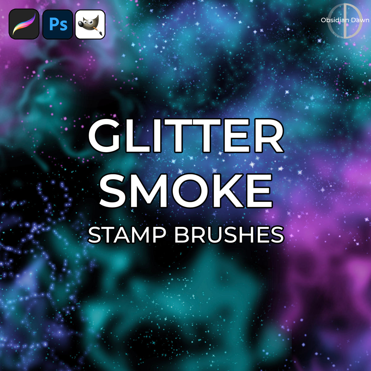 Glitter Smoke Brushes - Photoshop, Procreate, GIMP — Obsidian Dawn