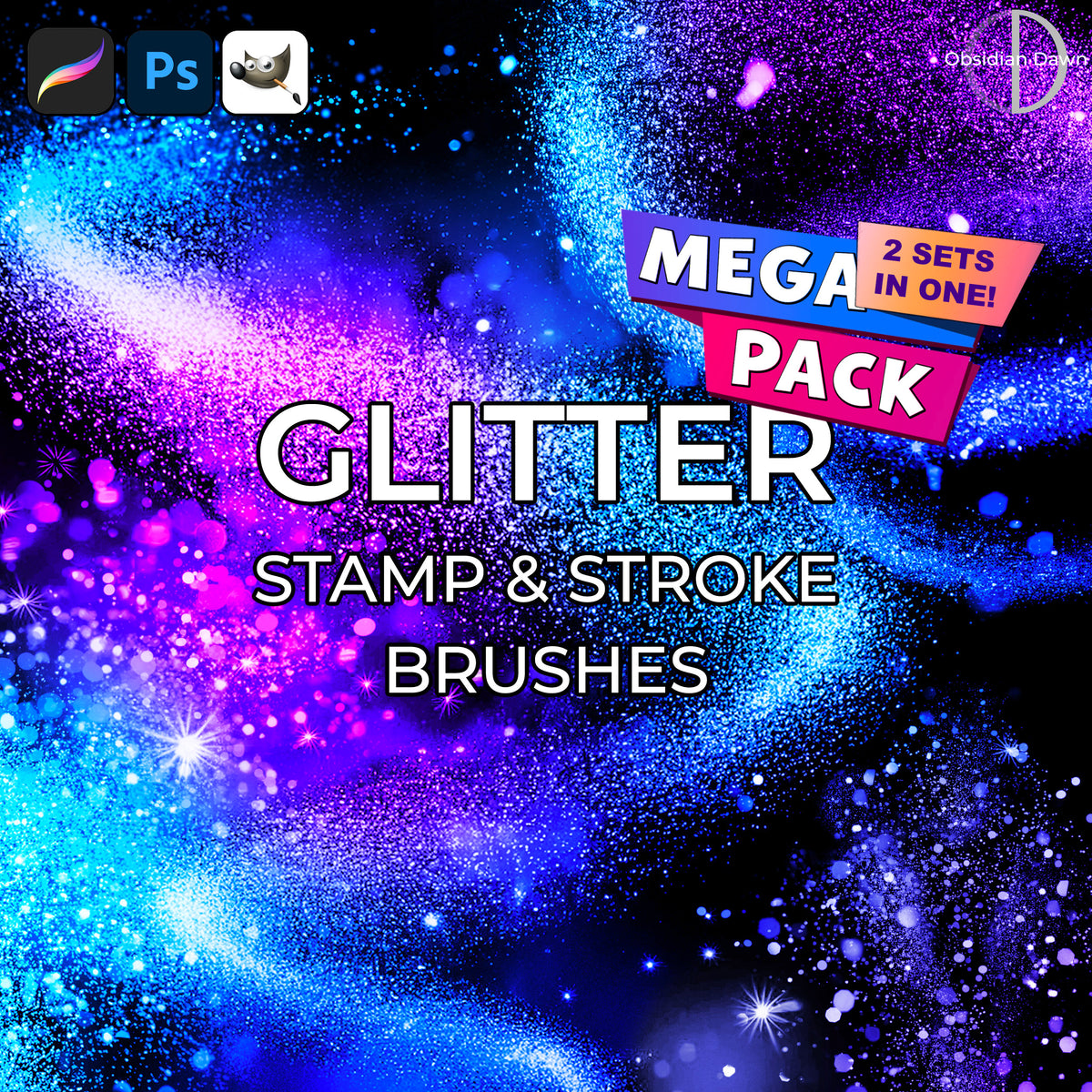 Glitter Brushes Mega Pack - Photoshop, Procreate, GIMP — Obsidian Dawn