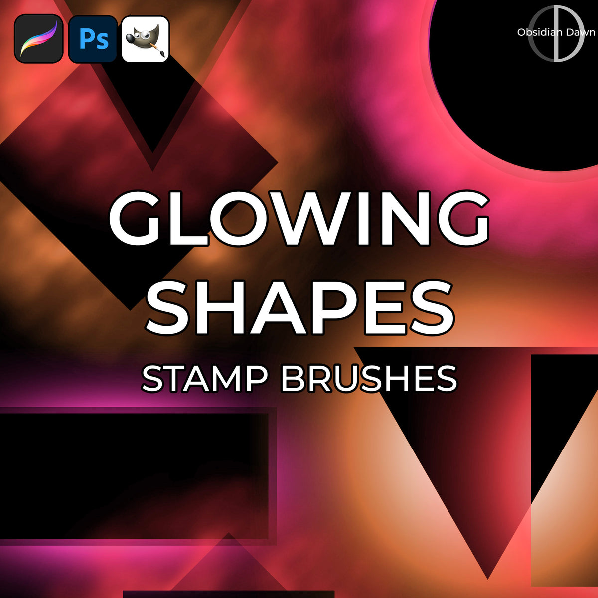 Glowing Shapes Brushes - Photoshop, Procreate, GIMP — Obsidian Dawn