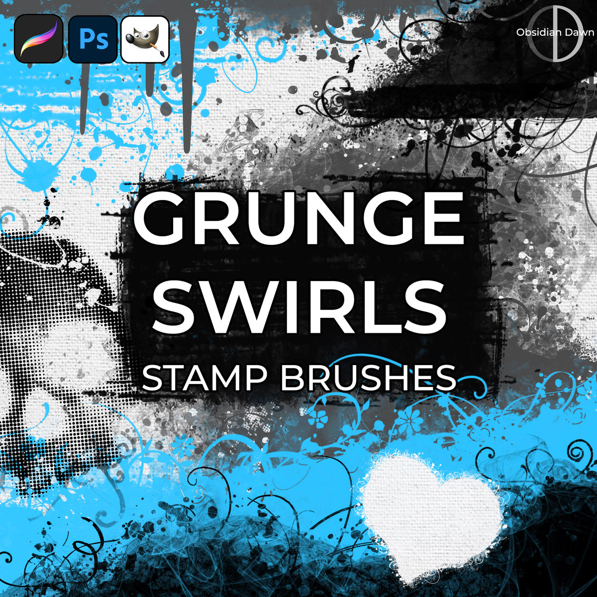 Grunge Swirls Brushes – Photoshop, Procreate, GIMP — Obsidian Dawn