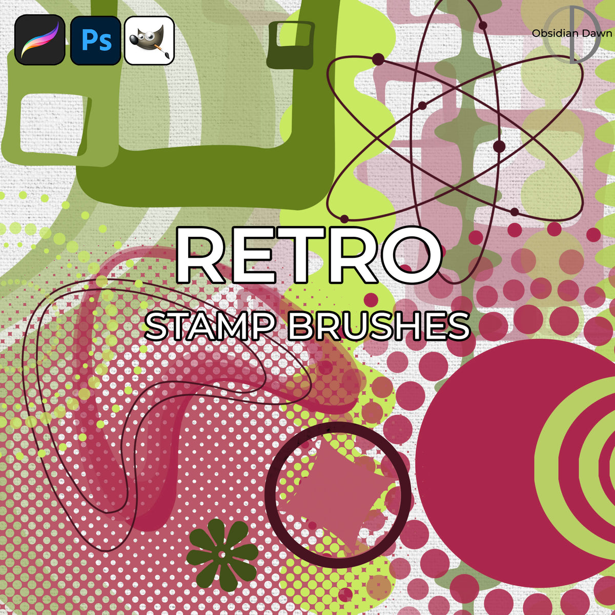 Retro Brushes - Photoshop, Procreate, GIMP — Obsidian Dawn